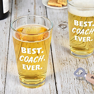 Futtumy Best Coach Ever, 15 Oz Beer Glasses, Coach Gifts for Men, Basketball Coach Gifts, Baseball Coach Gifts, Best Coach Gifts for Football Soccer Softball Volleyball, Beer Gifts for Coach