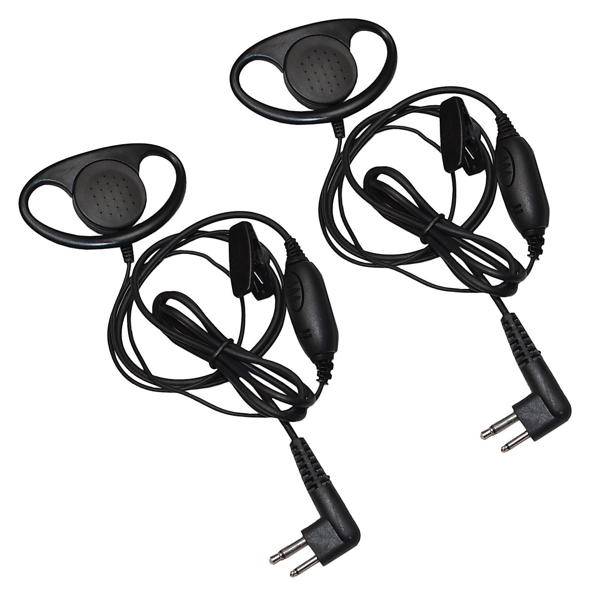 HQRP 2-Pack D Shape Earpiece Headset PTT Mic Compatible with Motorola CP250, CP300, RDV-2080D, RDV-5100, VL50 Sun Meter
