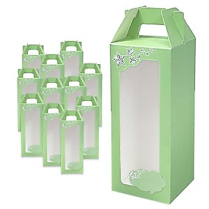 HEIPINIUYE 12 Pcs Sage Green Party Favor Boxes Gift Gable Boxes with Window Boho Candy Boxes Cookie Boxes for Birthday Wedding Baby Shower Party Decorations Candy Treat Boxes