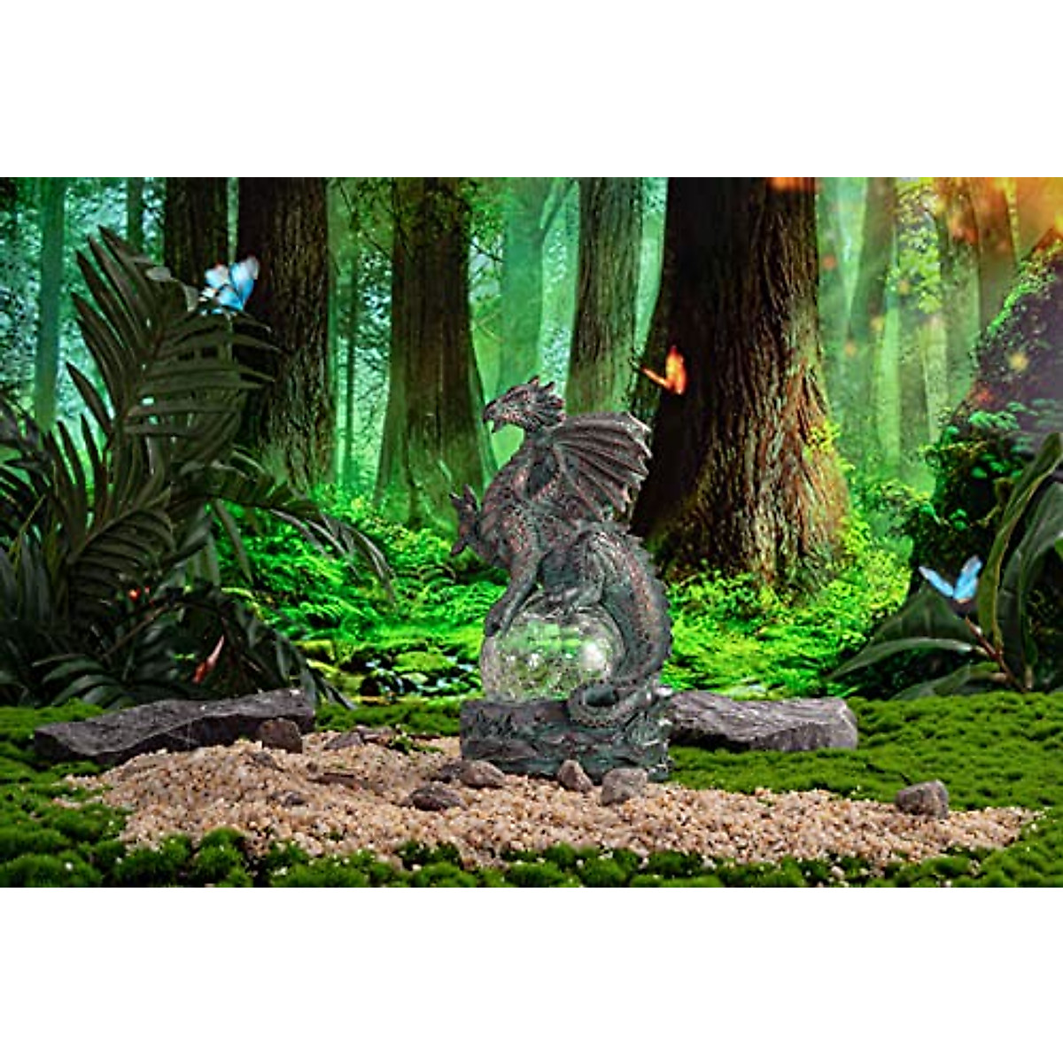 TERESA'S COLLECTIONS Dragon Garden Sculptures & Statues,Solar Outdoor Statues Resin Dragon Figurines, Bronze Gothic Decor Lawn Ornaments Yard Art for Patio Table Deck Balcony Decorations, 8.6 Inch