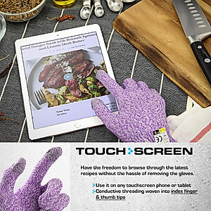 Glove Station Ultra Durable Series Cut Resistant Gloves - Cutting Gloves for Chefs, BBQ and Cooking - Level 5 Protection; Food Grade Safe Cut Proof Gloves - Purple, Medium Size