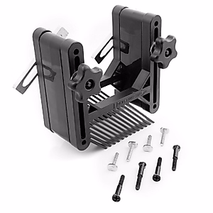 Dual Deluxe Stackable Featherboards with Riser Blocks Aluminum Miter Lock Bar and T Bolt Hardware for Track or Miter Slot Mounting Ideal for Table Saws Router Tables and Band Saws