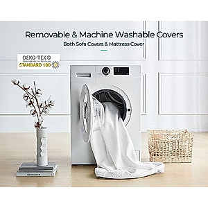 LINSY HOME Pull Out Sofa Bed, Queen Sleeper Sofa Couch with Memory Foam Mattress, Large Sofa Sleeper Pullout Couch Bed for Living Room Office, Grey, Queen Size