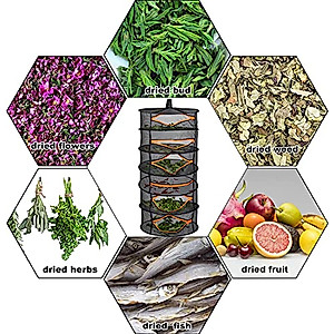 Lalifebuss Herb Drying Rack Hanging, Collapsible Mesh Dry Rack Net Dryer with S Hook, Garden Gloves