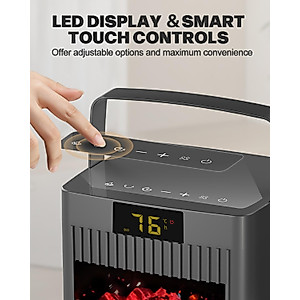 2023 Space Heater with 3D Bonfire, 1500W Electric Room Heater with Thermostat, Remote Control Ceramic Desk Heater with Timer, Small Personal Heater Fan for Bedroom, Large Room, Home, Office, Indoor