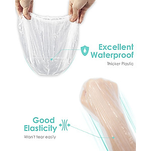 Auban 50 PCS Shower Cap Disposable,Bath Caps Larger Thick Clear Waterproof Plastic Elastic Hair Bath Caps For Women Hotel Travel Essentials Accessories Deep Conditioning Hair Care(19.3")