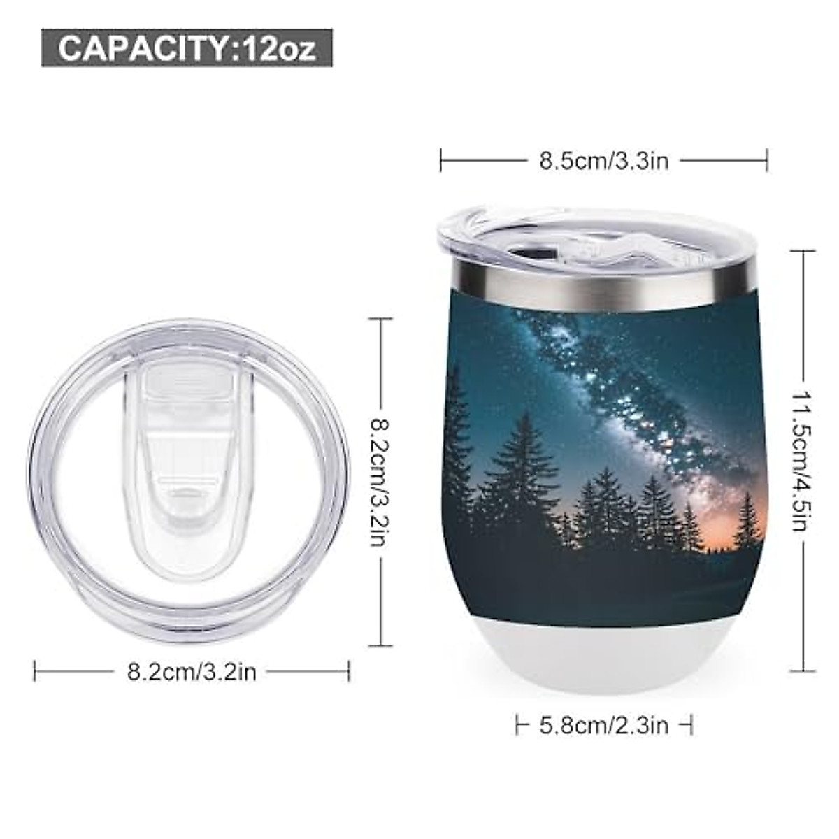OPTKSNCU 304 Stainless Steel Insulated Cup with Lid, Trees at Night Print Durable, And Easy to Clean – Ideal for Home, Office, And Gift Giving