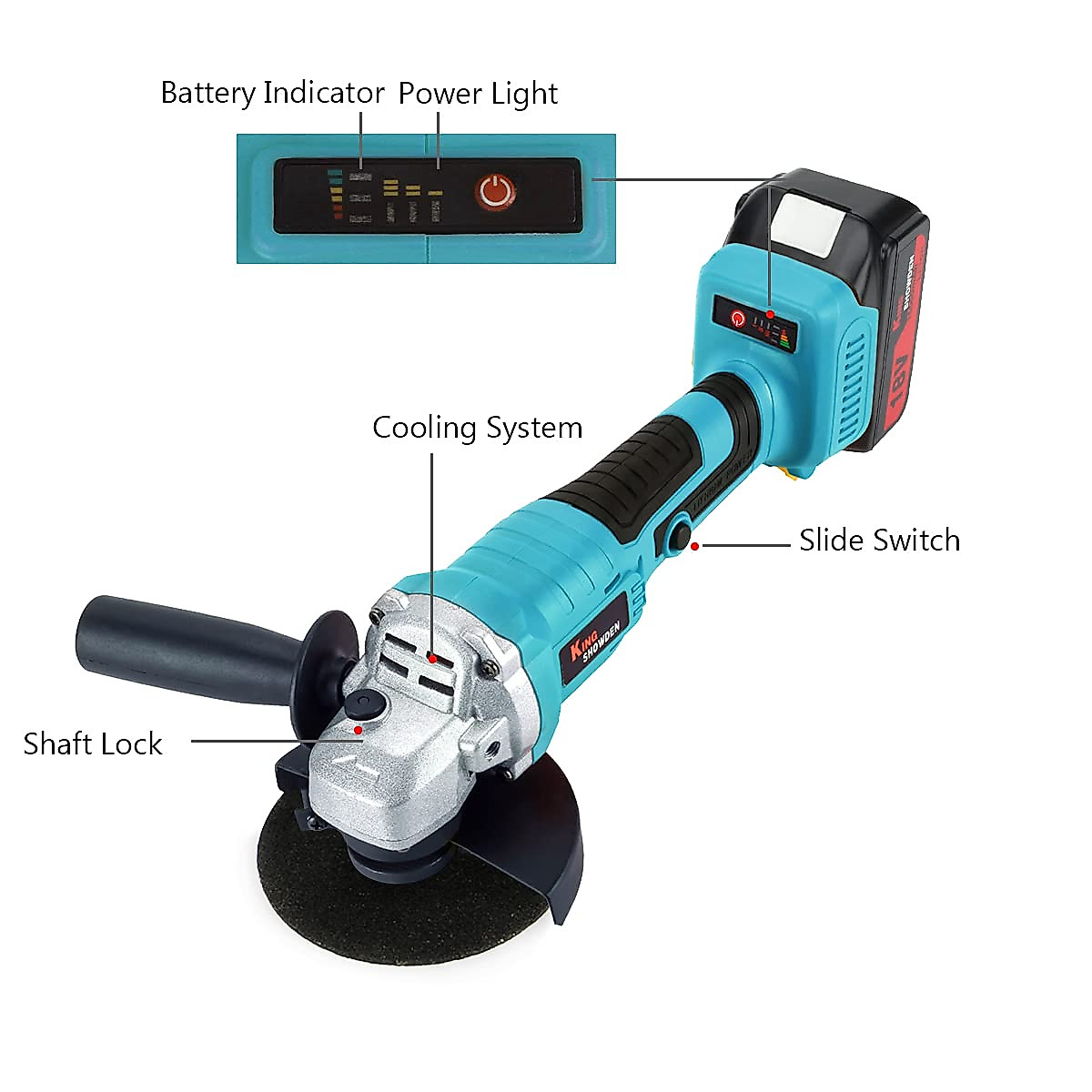 Cordless Angle Grinder Set, 18V Electric Cut-off Tool/Grinder with 2 Pack 5.0Ah Lithium-ion Battery and Charger & Carrying Case Kit, for Cutting and Grinding