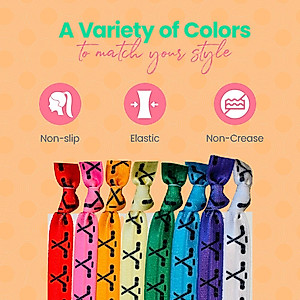 Sportybella Multicolored Hair Ties and Accessories - Elastic No-Crease Set for Girls, Ice Hockey Players & Teams. Ice Hockey Gifts, 8pcs.