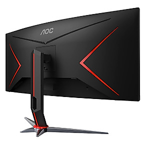 AOC CU34G2X 34" Curved Frameless Immersive Gaming Monitor, UltraWide QHD 3440x1440, VA Panel, 1ms 144Hz Adaptive-Sync, Height Adjustable, 3-Yr Zero Dead Pixels, Black/Red