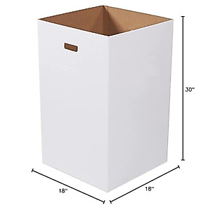 AVIDITI Cardboard Trash Cans and Recycling Bins, 40 Gallon 18"L x 18"W x 30"H 10-Pack | Reuseable and Disposeable Pop Up Garbage Boxes Container for Party, Parties, Recycle, Outdoor Events, White Box