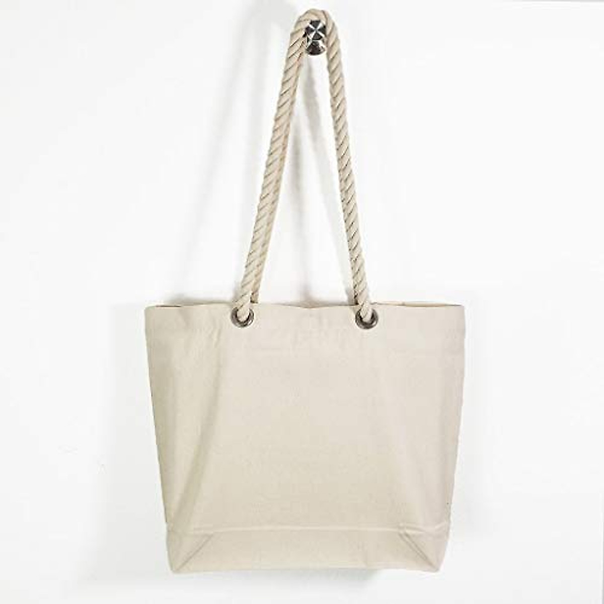 6 Pack Rope Handle Tote Bags Large Tote Bag with Rope Handles Sturdy Canvas Reusable Grocery Shopping Bags Tote Bag Beach Bag (Large (20"W x 15"H x 5"D))