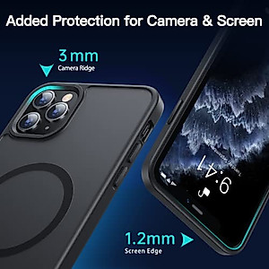 Noonin Strong Magnetic Case for iPhone 11 Pro Max，[Compatible with MagSafe] Protective Shockproof Cover Phone Case for iPhone 11 Pro Max 6.5" (Black)