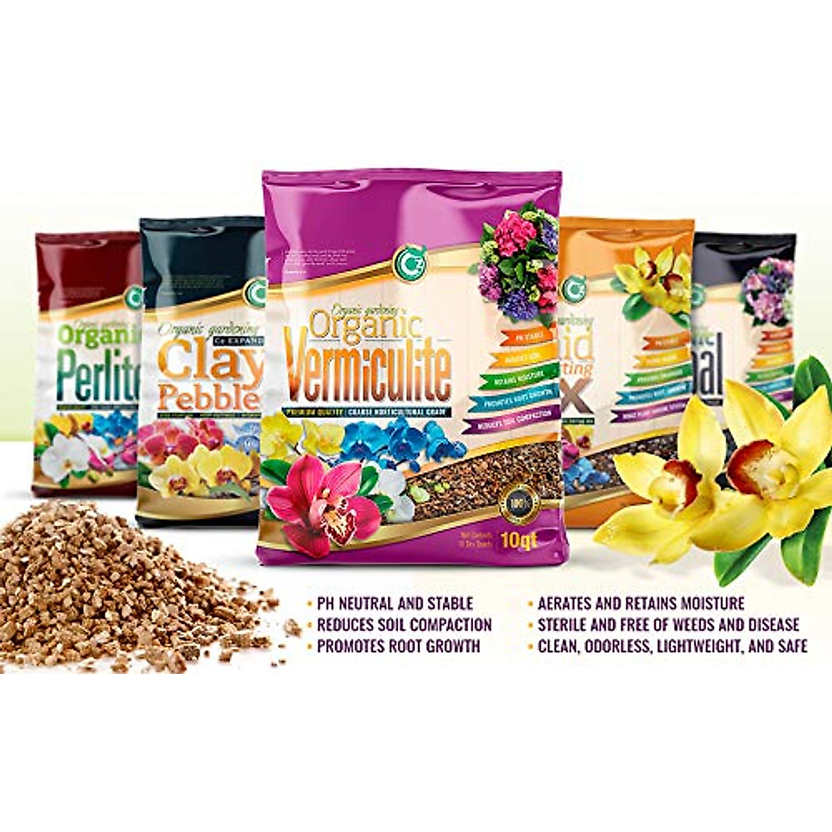 Organic Coarse Vermiculite - Made in USA for All Indoor/Outdoor Plants & Organic Gardens - Horticultural Soil Amendment Additive Conditioner Grow Media for Hydroponics, Mushroom Cultivation and more!