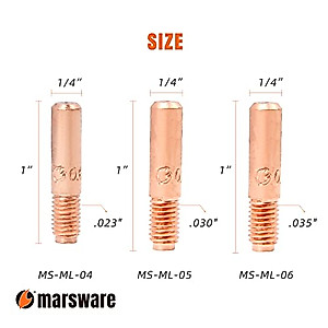 MARSWARE M15 MIG Welding Gun Accessory Kit, 087299 Contact Tip .023"-.025" 30 PCS for 169-589, 249039, 248282