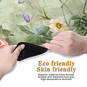 GOODOLD Flower and Bird Green Yoga Mat, 71 x 26 Inch Non-slip Yoga Mats Folding Travel Exercise Mat Indoor Outdoor Gym Pilates with Storage Bag for Women Men