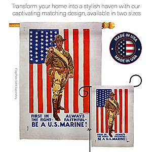 First in The Fight Garden Flag - Armed Forces Marine Corps USMC Semper Fi United State American Military Veteran Retire - House Decoration Banner Small Yard Gift Double-Sided Made USA 13 X 18.5