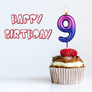 2.4in Birthday Candle, Purple Blue Gradient Number Birthday Candles for Cake Number Candle Decoration for Kids Adults Birthday Party Wedding Anniversary Graduation Ceremony (9)