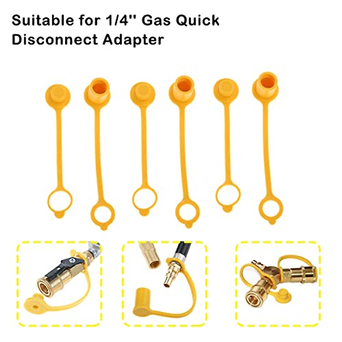Guofulda 1/4" Quick Connect and Disconnect Dust Cap, Propane Natural LP Gas Plug Cover, Soft Rubber Port Plug and Dust Cap(Pack of 6)
