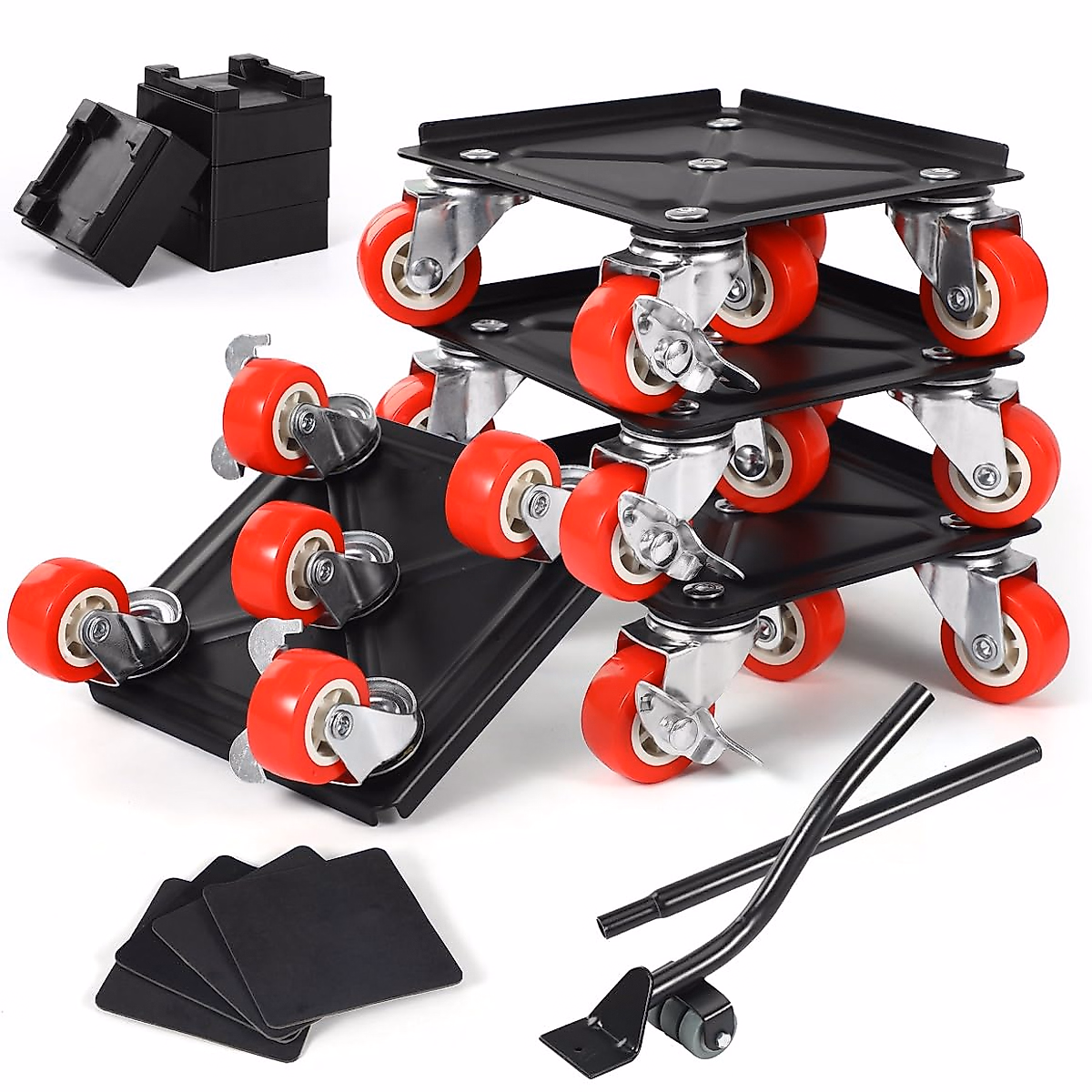 Heavy Duty Furniture Movers with Wheels and Moving Dolly, Includes Furniture Lifter Jacks Tool Set, Gliders, Sliders, 5 Rollers Casters Cart. Easily Move Furniture, Piano, Equipment