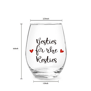 Jogskeor Friends Gift Stemless Wine Glass for Friends Women BFF, Bestie, Friends Female, Friendship Gift Ideas, Christmas Wedding Party Winter Holiday Birthday, 15 Oz