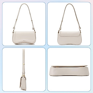 Keyli Shoulder Bag for Women mini Crossbody Purses Retro Classic Handbag Waterproof Vegan Leather Clutch Tote Hobo Purse Designer Bags with Adjustable Strap Beige