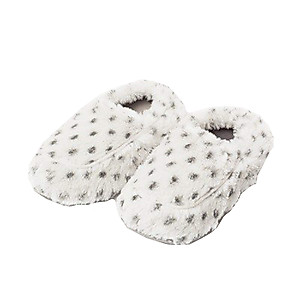 warmies Microwaveable House Slippers for Women - Womens Shoe Sizes 6-10 - Plush, Soft & Fuzzy Indoor Slippers with Backs & Non-Slip Memory Foam Soles - Cozy Warm Ladies Slipper for Winter - Snowy