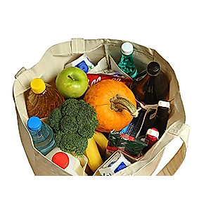 Reusable Grocery Bags XL 3 Pack Heavy Duty Double Bottom Organic Canvas Tote Bags Shopping Bags