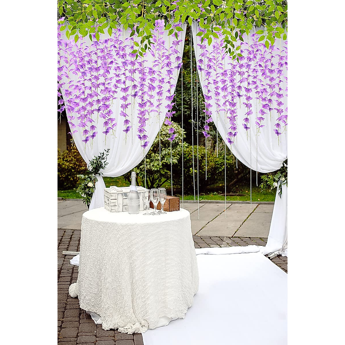 MACTING 6 Pack Artificial Wisteria Flower,3.6 Feet Fake Wisteria Vine Ratta,Hanging Silk Wisteria Flowers String for Home,Party,Wedding, Garden, Wall Decoration(Purple)