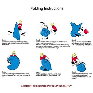 Extra Large Beach Tent Sun Shade Shelter Pop Up Instant Portable Outdoors 3-4 Person Beach Cabana Sets Up in Seconds, Blue, 78.7" L X 47.2" W X 51.2" H