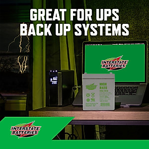 Interstate Batteries 12V 5Ah High Rate Battery (F2 Terminal) SLA AGM VRLA Fireproof Rechargeable Replacement for UPS Systems, Servers, Backup Power (HSL1056)