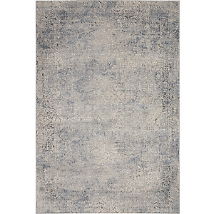 Nourison Rustic Textures Transitional Abstract Ivory/Grey/Blue 5'3" x 7'3" Area -Rug, Easy -Cleaning, Non Shedding, Bed Room, Living Room, Dining Room, Kitchen(5' x 7')