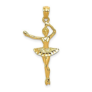 IceCarats 14K Yellow Gold Ballerina Slippers Necklace Ballet Pointe Shoe Charm Dancer Pendant 33mm x 15mm Only