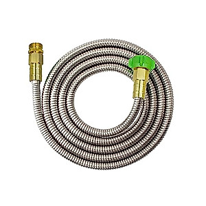 YANWOO 304 Stainless Steel 20ft Garden Hose with Female to Male Metal Connector, Short Metal Hose, Water Hose, Drinking Water Safe (20ft)