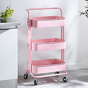 YXBDN 3 Tier Storage Rack with 4 Wheels Home Kitchen Rack Living Room Bedroom Item Storage Rack