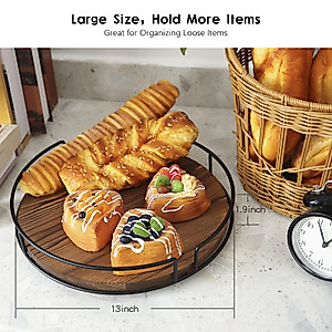 Lazy Susan Organizer, Othran Wood Lazy Susan for Table 13-inch Kitchen Organizer Lazy Susan Organizer for Cabinet Spice Fridge Pantry Countertop, 360 Degree Turntable