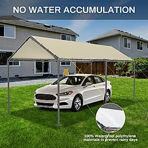 Grezone Carport Heavy Duty Portable Garage 10 x 20FT Car Tent All Season UV Resistant Car Canopy for Auto Party Camping Truck Boat (Beige)