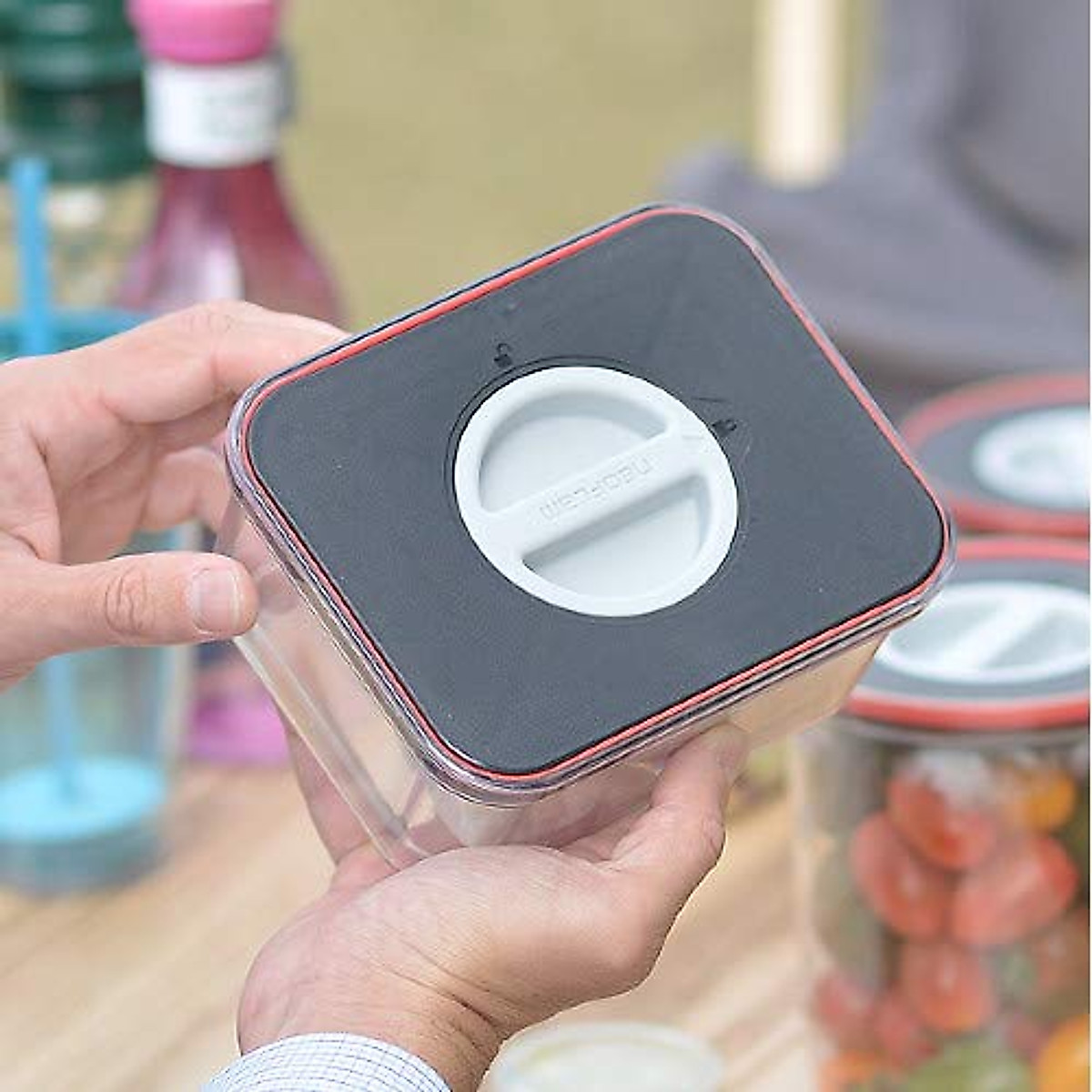 Neoflam Airtight Smart Seal Food Storage Container (Set of 3, Rectangle) | Crystal Clear Body | Modular, Stackable, Nestable Design | Easy to Clean, BPA Free (2.7 L, 91 oz)