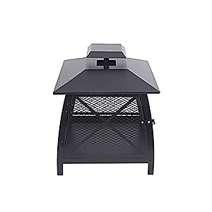 Blue Sky Outdoor Living WBF20 20” Square Wood Burning Outdoor Fireplace with 360-Degree View