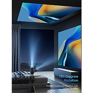 CLOKOWE 4K Projector with Wifi6 and Bluetooth5.2, 180° Rotation & Auto Keystone, Portable Outdoor Movie Mini Projector, Compatible w/ iOS/Android/HDMI/USB/TV Stick/Laptop