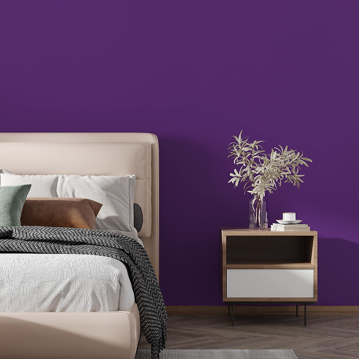 VOLEAAR Dark Purple Contact Paper 15.7 x 196 Inches Pure Purple Peel and Stick Wallpaper Vinyl Adhesive Waterproof Solid Color Wall Paper