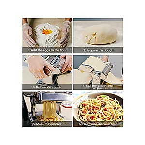 MZTOGR Pasta Maker Machine, Set of 6 Piece 150mm Steel Noodle Maker Machine with 9 Adjustable Thickness Settings, Includes Ravioli Maker Attachment, Pasta Drying Rack (MZ-150PR)