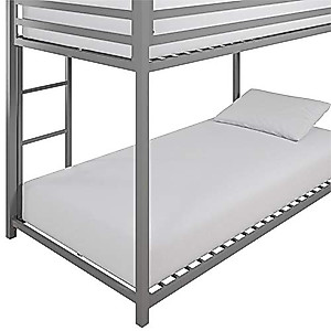 DHP Mabel Twin Over Twin Metal Bunk Bed in Silver