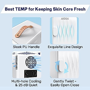 Aidek Cosmetic Makeup Mini Fridge for Skin Care, 4L Portable Beauty Fridges DIY Shelves for Bedroom, Dorm, Office, Small Refrigerator, AC/DC12v Car Cooler for Desktop and Travel (Frost White)