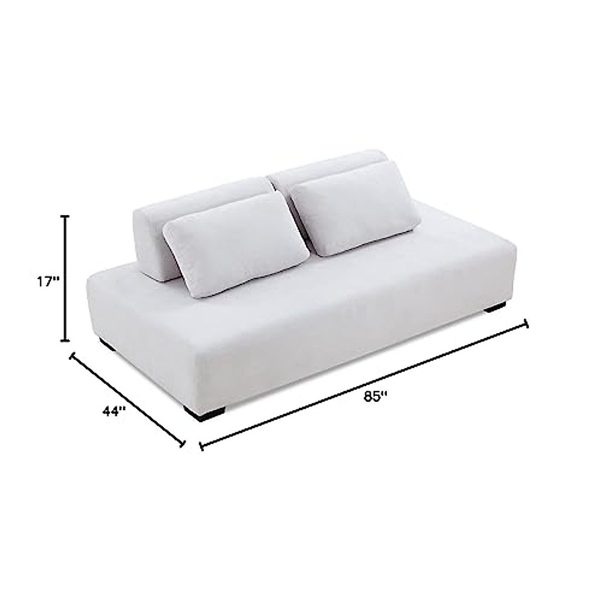 Lyromix 85'' Upholstered Sofa with Multi-Directional Modular Pillow, Loveseat for Living Room, Modern Couch for Bedroom, Cream