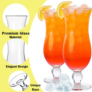 Cheardia 6 Pack Hurricane Glass, 14 oz Pina Colada Glasses Clear Tulip Drinking Cups for Juices, Cocktails, Full-Bodied Beer, Tropical Drinks, Water, Beverages