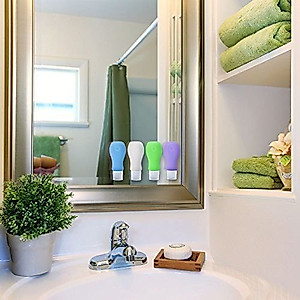 3oz Silicone Travel bottles - Travel Size Containers for Shampoo and Toiletries - Small Squeeze Bottle Set