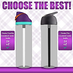 Replacement Straws for Owala FreeSip 24oz, 6pcs Reusable Plastic Straws with Cleaning Brush for Owala Flip Insulated Stainless Steel Water Bottle 24 oz, Tumbler Accessories Parts (Black and White)