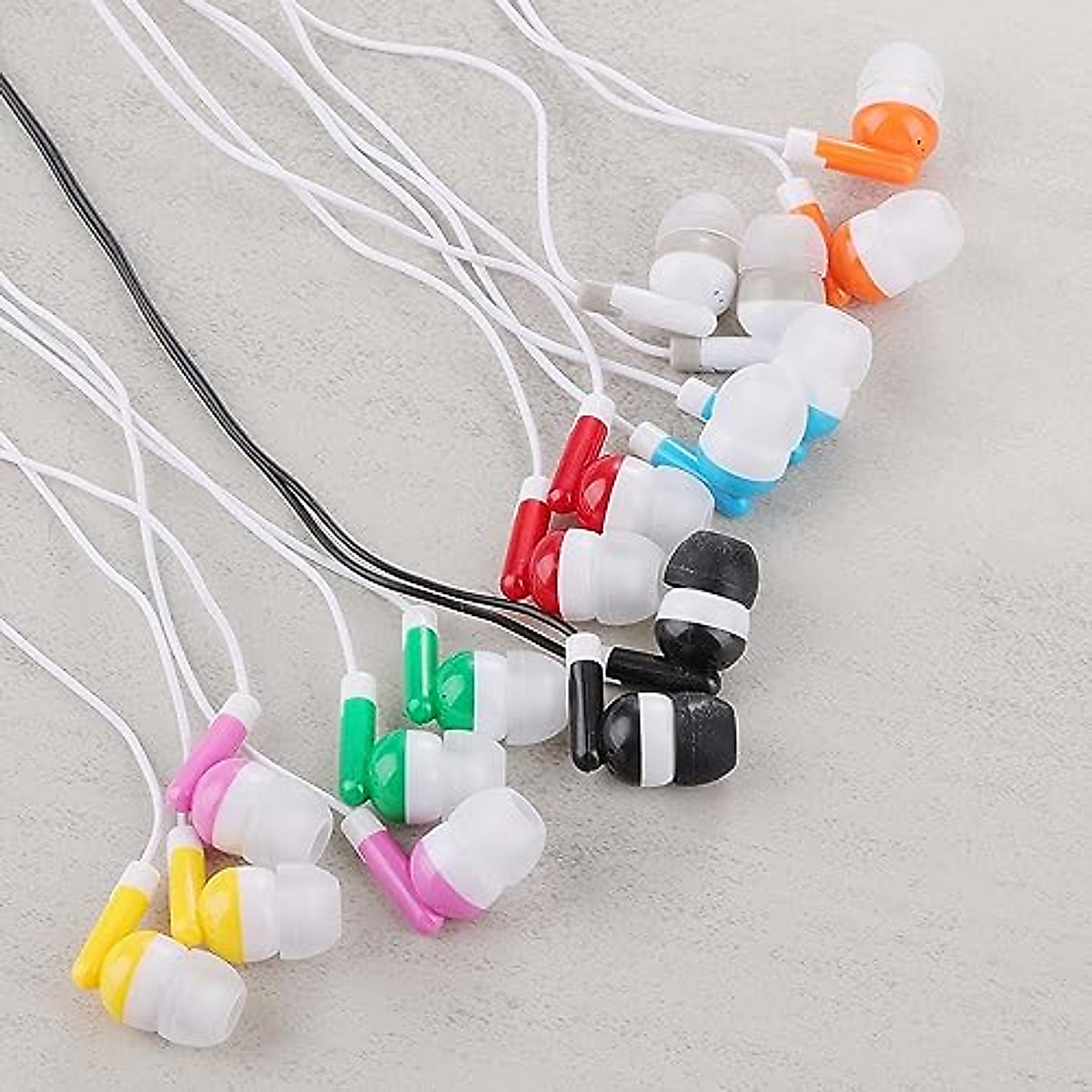 Ladont 50 Pack Bulk Kids Earbuds for Classroom, Student Wired Headphones in Ear Earbuds for School Librariy, 3.5mm Multi Colored Wholesale Earphones for Chromebook Laptop PC