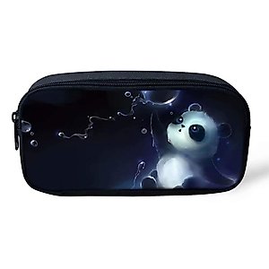 Dellukee Cute Panda Pencil Bag For Kids Practical Durable Compact Zipper School Pencil Case Pen Bags